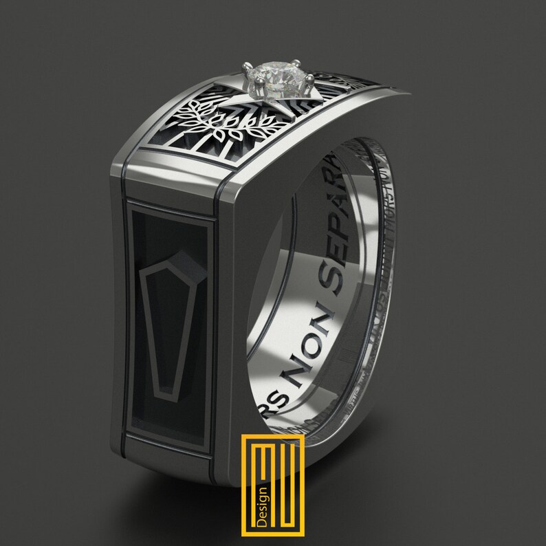 Masonic Ring Square Style with Zirconia | Etsy