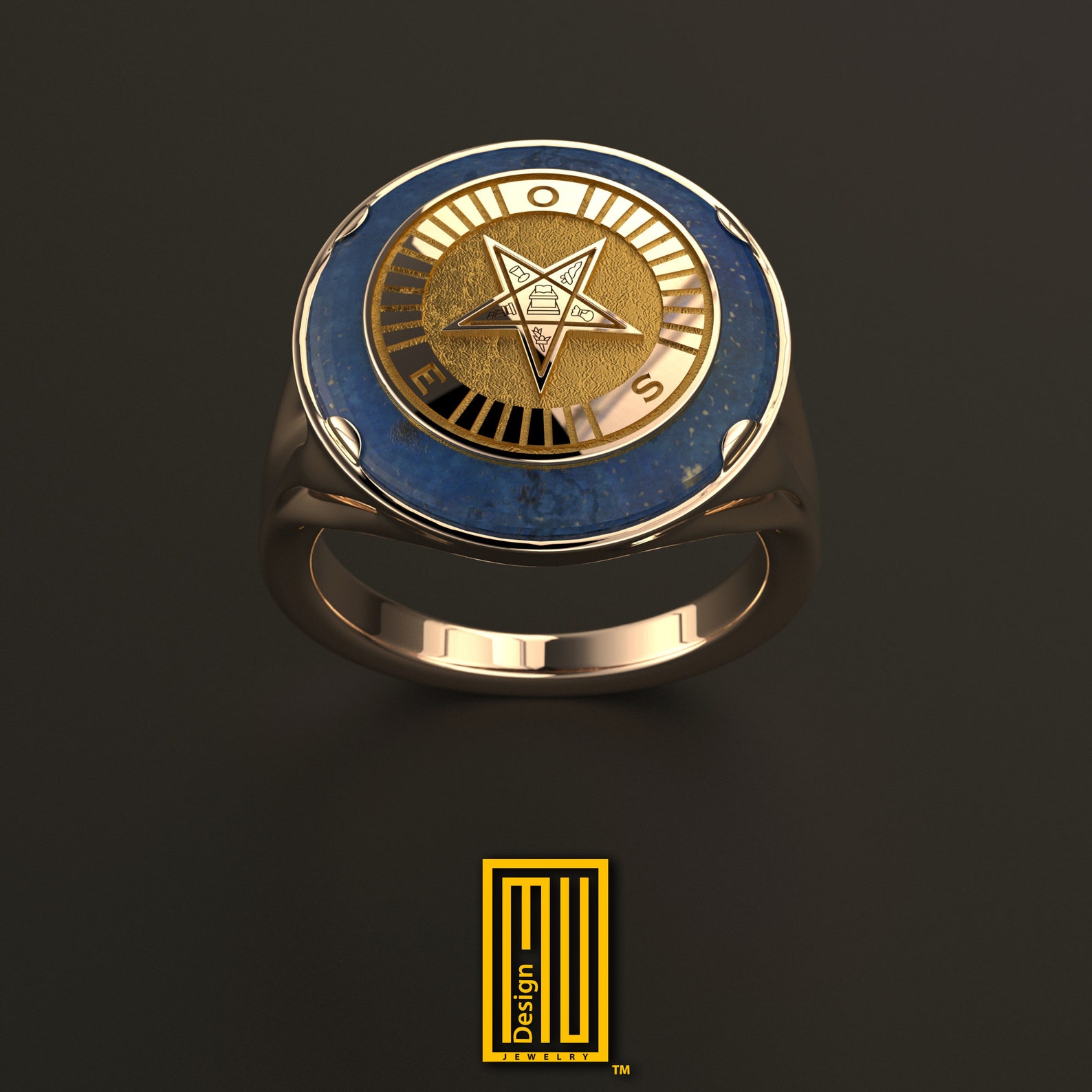 Ring for OES Sisters Gold or Sterling Silver With Lapis Lazuli | Etsy