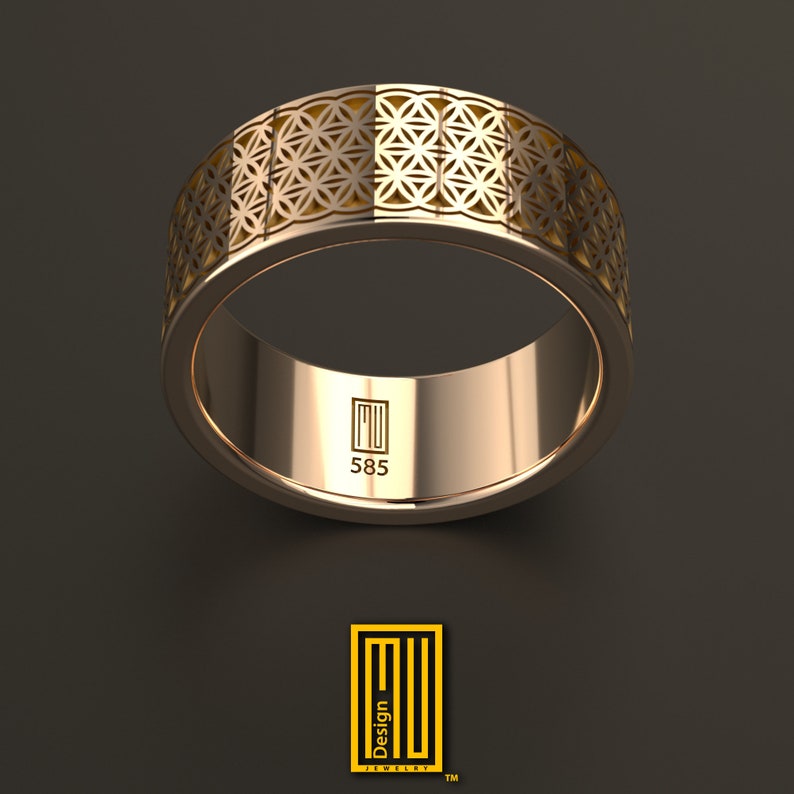 Ring With Flower of Life Pattern - Etsy