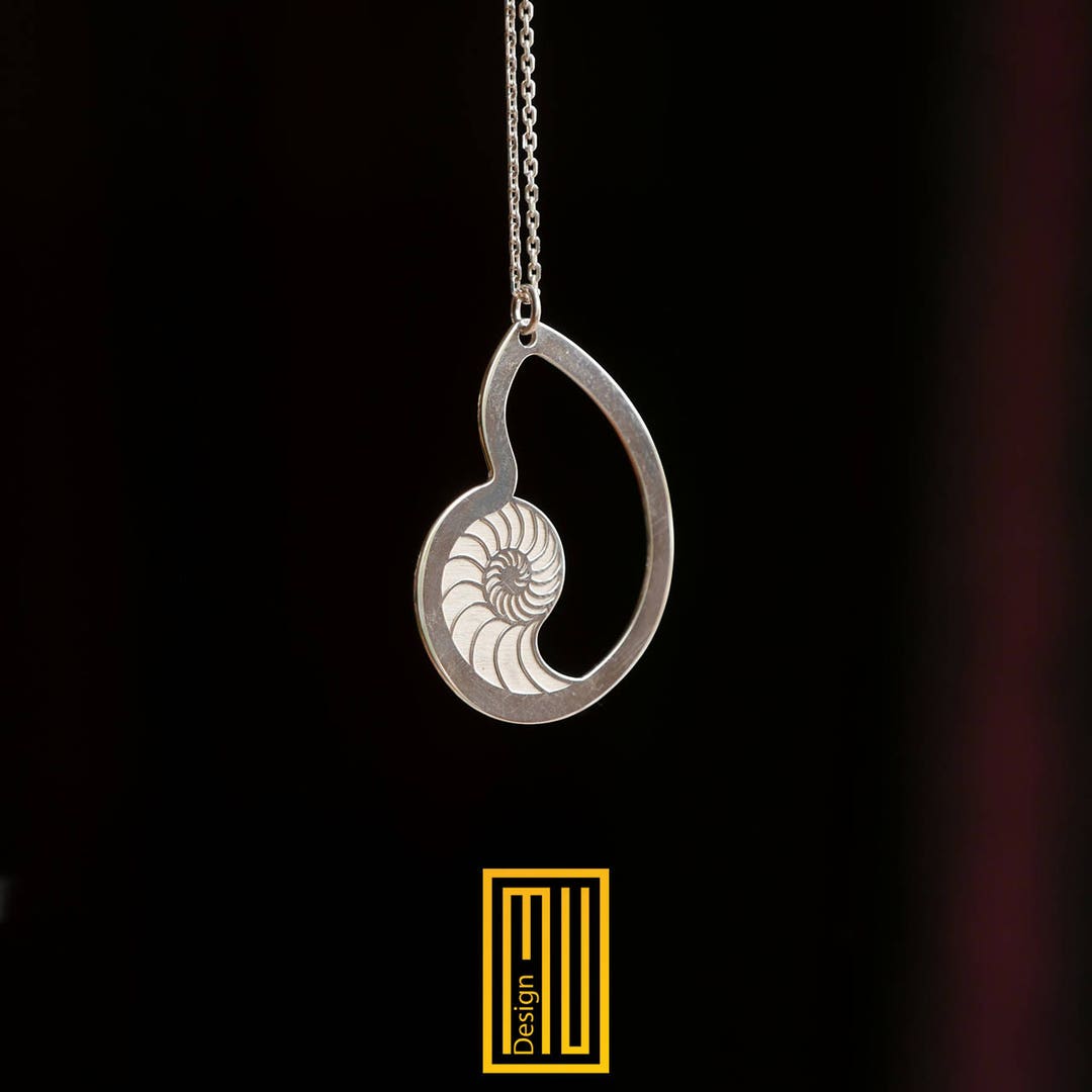 Nautilus Sign Necklace With Golden Ratio 925k Sterling Silver Handmade ...
