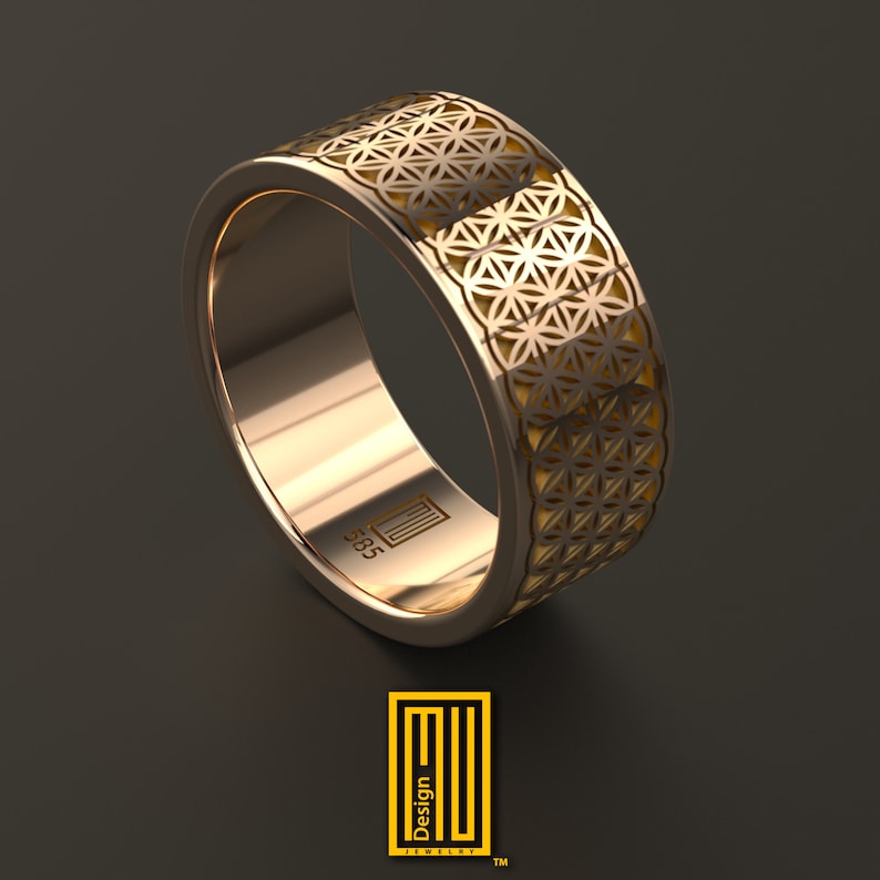 Ring With Flower of Life Pattern - Etsy
