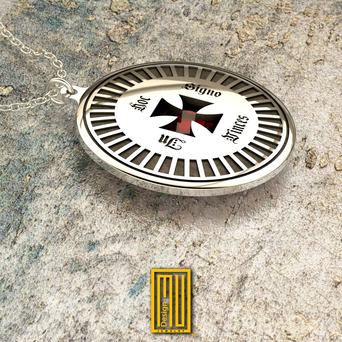 Knights of Templar Pendant With Special Cut Imitation Ruby | Etsy