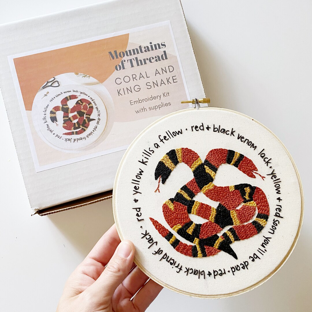 Embroidery Kit - Coral Snake Embroidery Kit - Embroidery Pattern - 6 ...