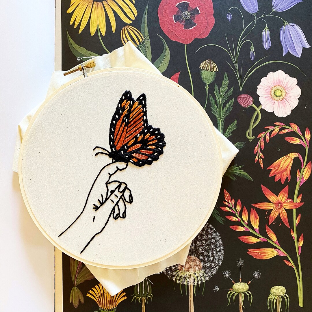 Embroidery Kit - Monarch Butterfly Embroidery Kit - Embroidery How to ...
