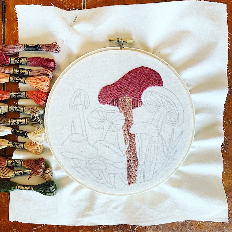 Embroidery Kit - Mushroom Embroidery Kit - Intermediate Embroidery Kit ...
