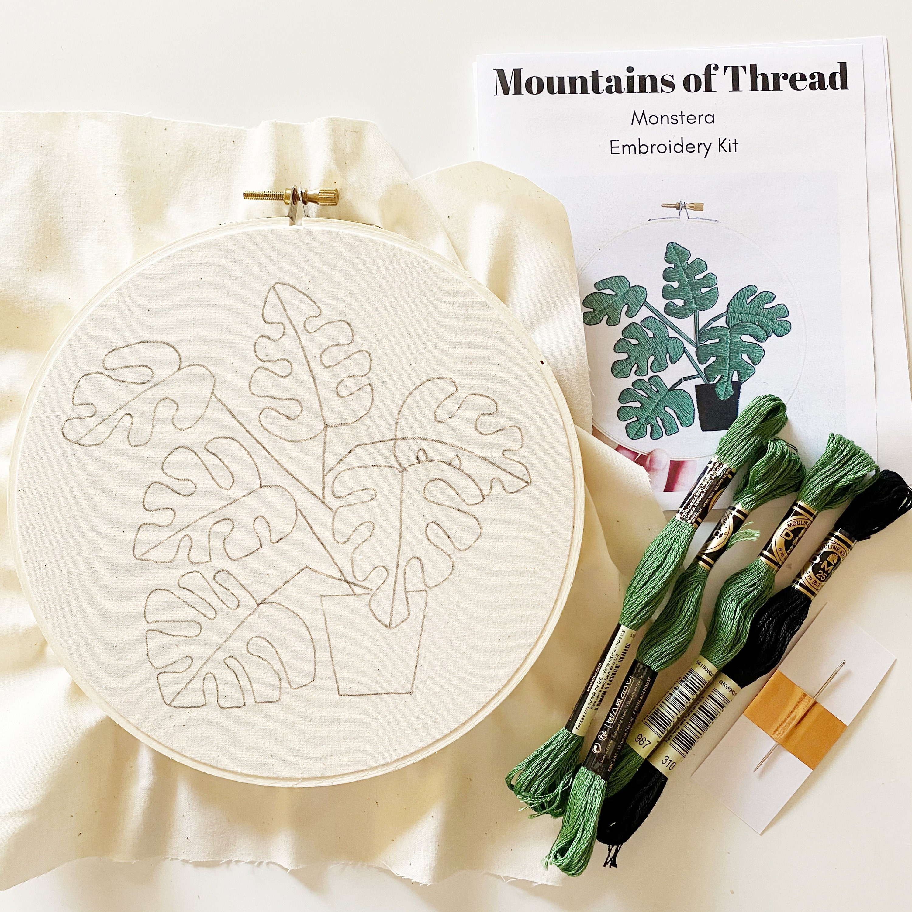 Full Embroidery Kit Monstera Plant Embroidery Kit Plant - Etsy