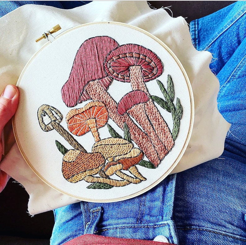 Embroidery Kit - Mushroom Embroidery Kit - Intermediate Embroidery Kit ...