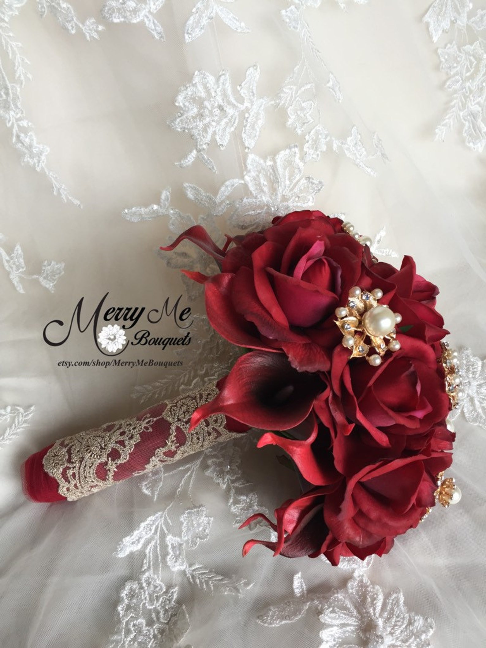 Red and Gold Rose Bouquet Red Rose Bouquet Real Touch Rose - Etsy