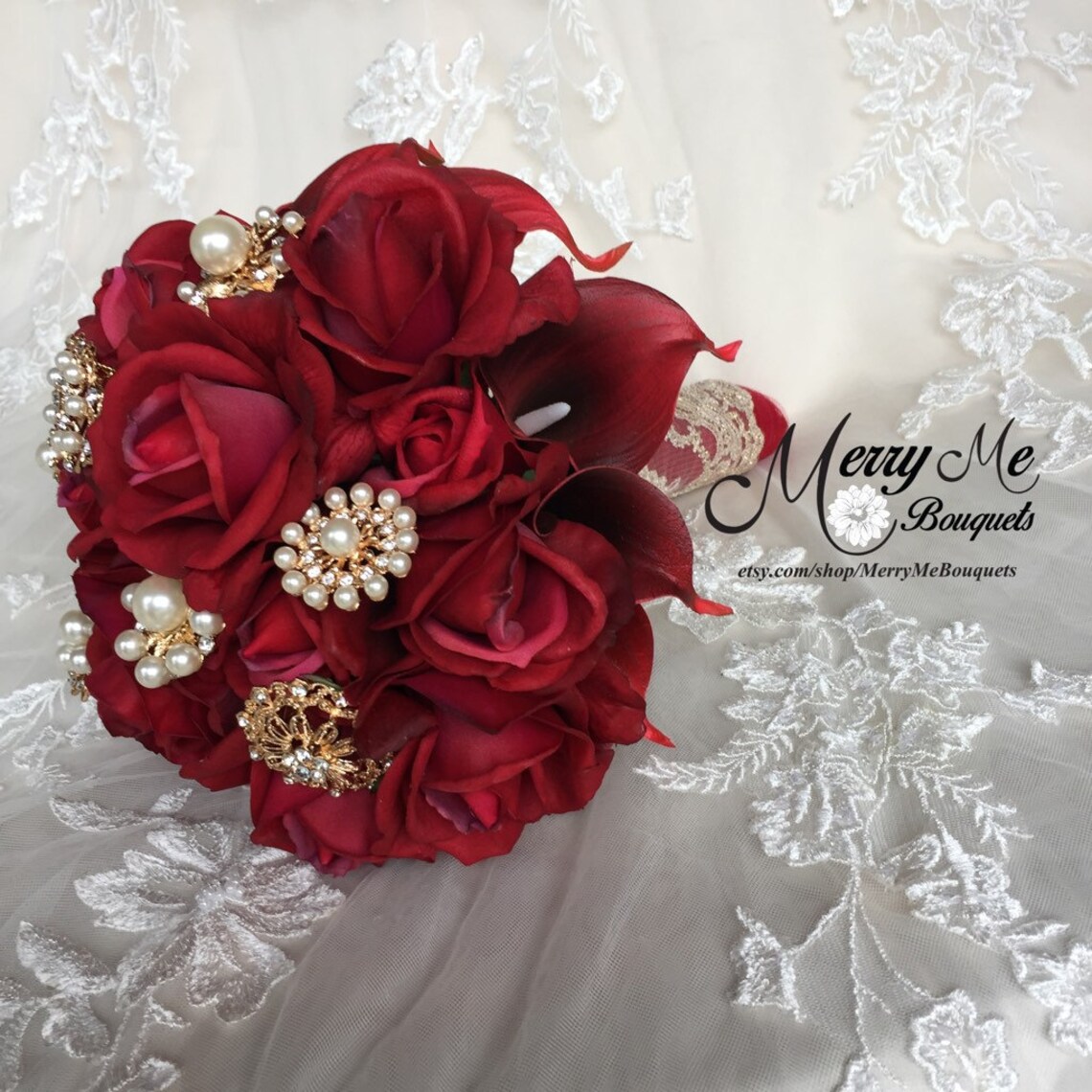 Red and Gold Rose Bouquet Red Rose Bouquet Real Touch Rose - Etsy