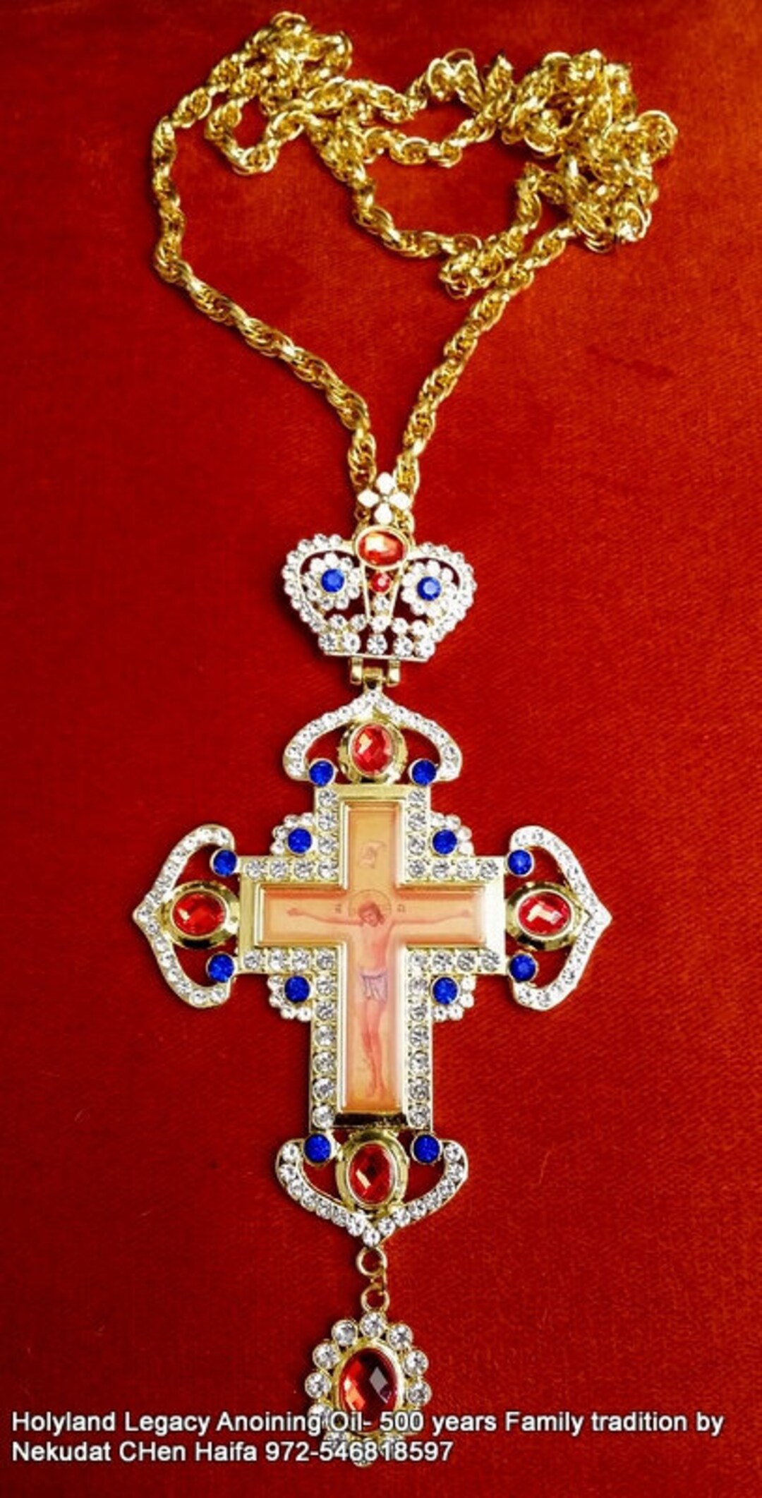 Pastor Priest XL Cross Pendant Necklace 20 Cm Speacial Jerusalem Design ...
