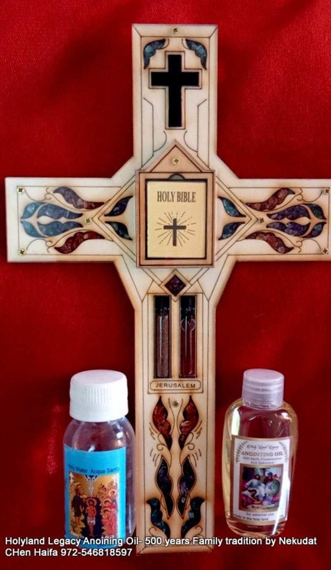 Holy Water+anointing Oil+handmade Holy Bible CROSS Holy Water and Soil ...