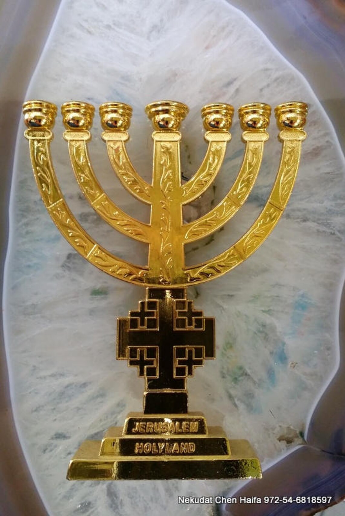 Messianic Menorah 7 branches Jerusalem cross symbol gift from | Etsy