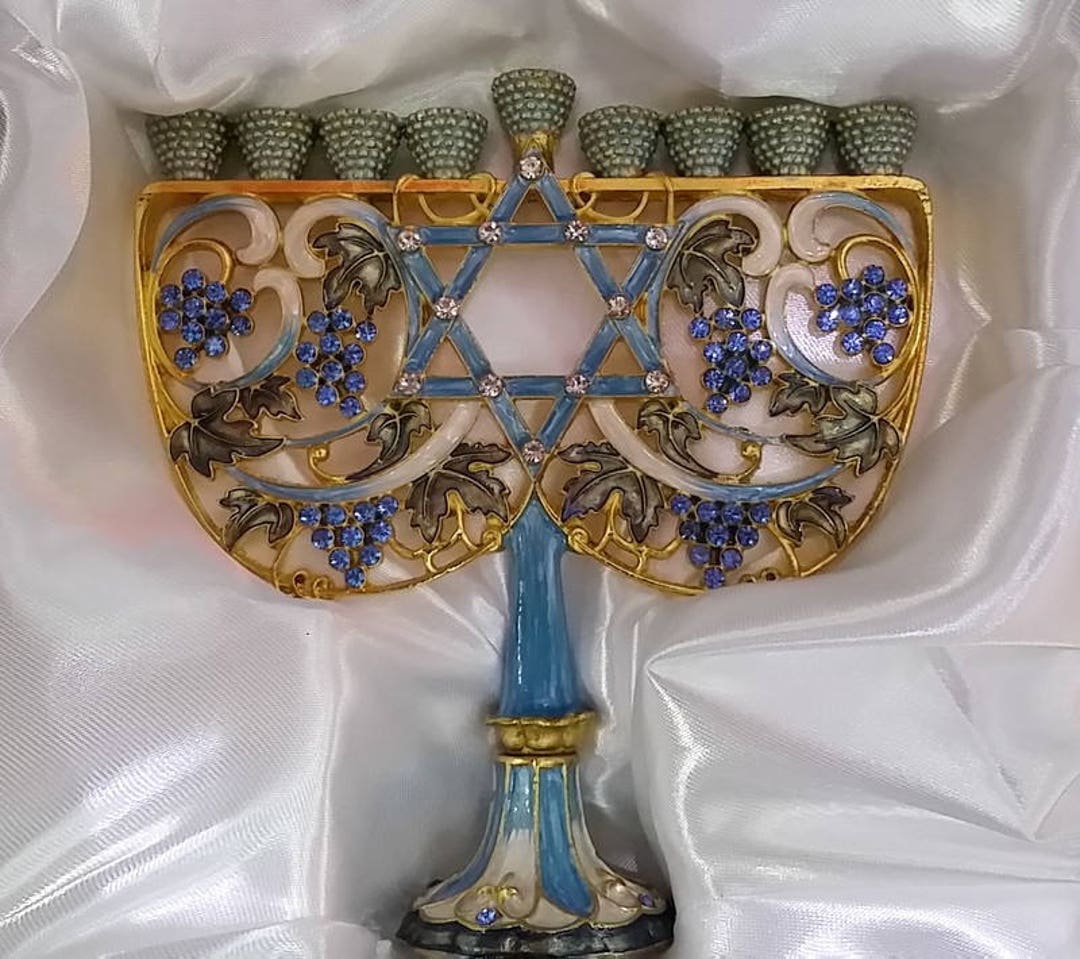 Hanukia Menorah 9 Branches Hanukka Special Enamel Heavy Jerusalem ...