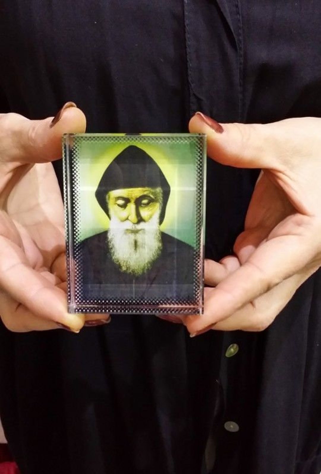St. Charbel Makhlouf Youssef Antoun Glass Crystal Stand Desk Icon ...