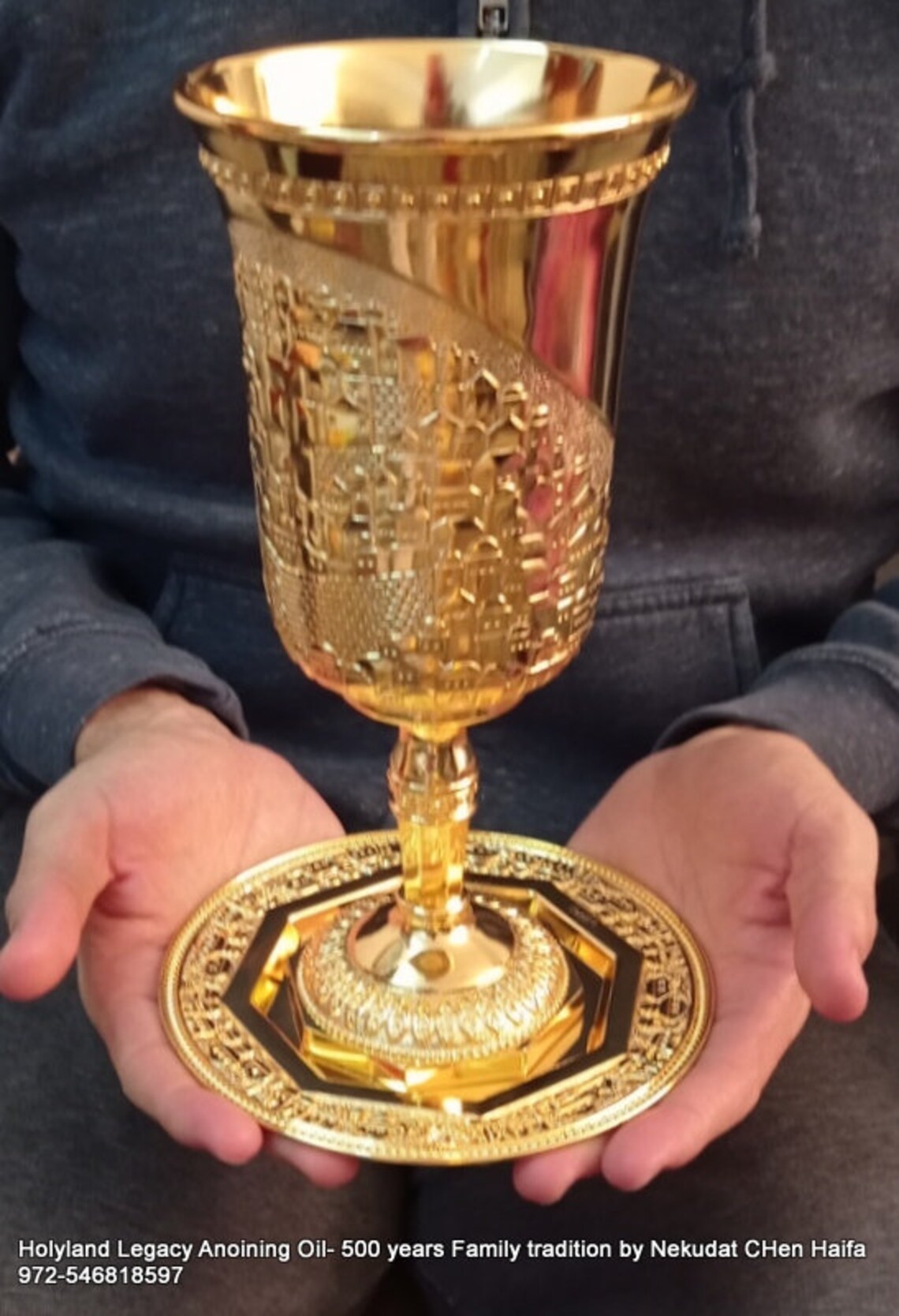 Extra Large Gold Tone Communion Cup Grail Goblet Jerusalem - Etsy