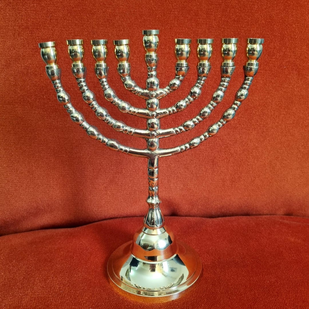 Jerusalem Israel Brass Copper HANUKKIA MENORAH Candle Holder 20 Cm 14 ...