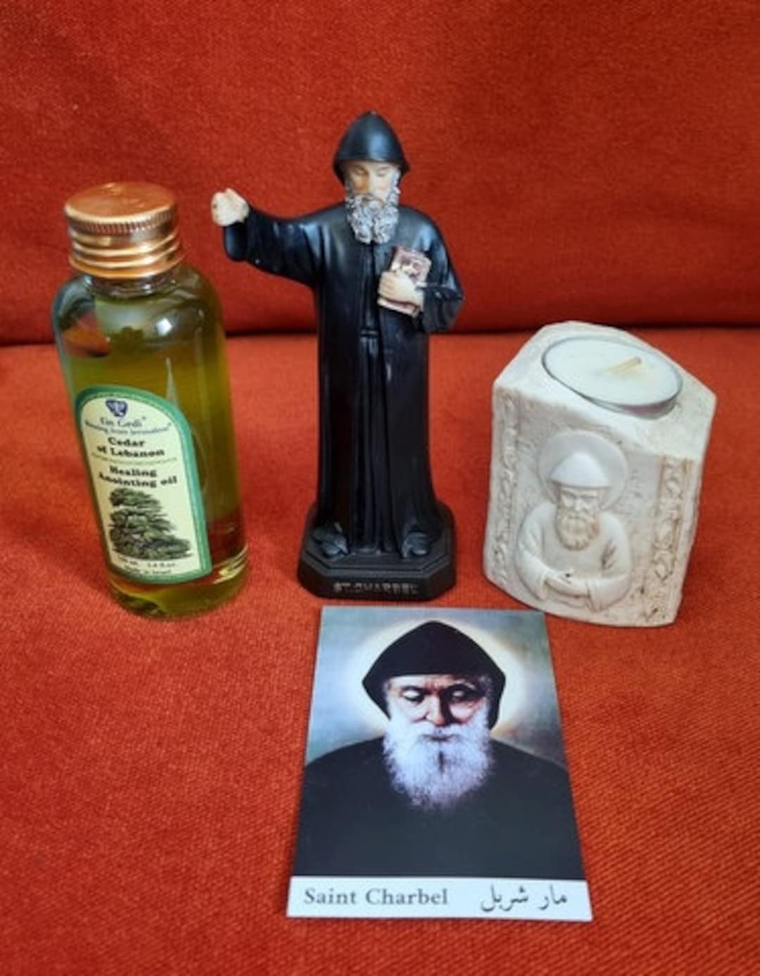 St. Charbel Resin Statue Maronite Catholic Monk Icon 15 Cm+candle ...
