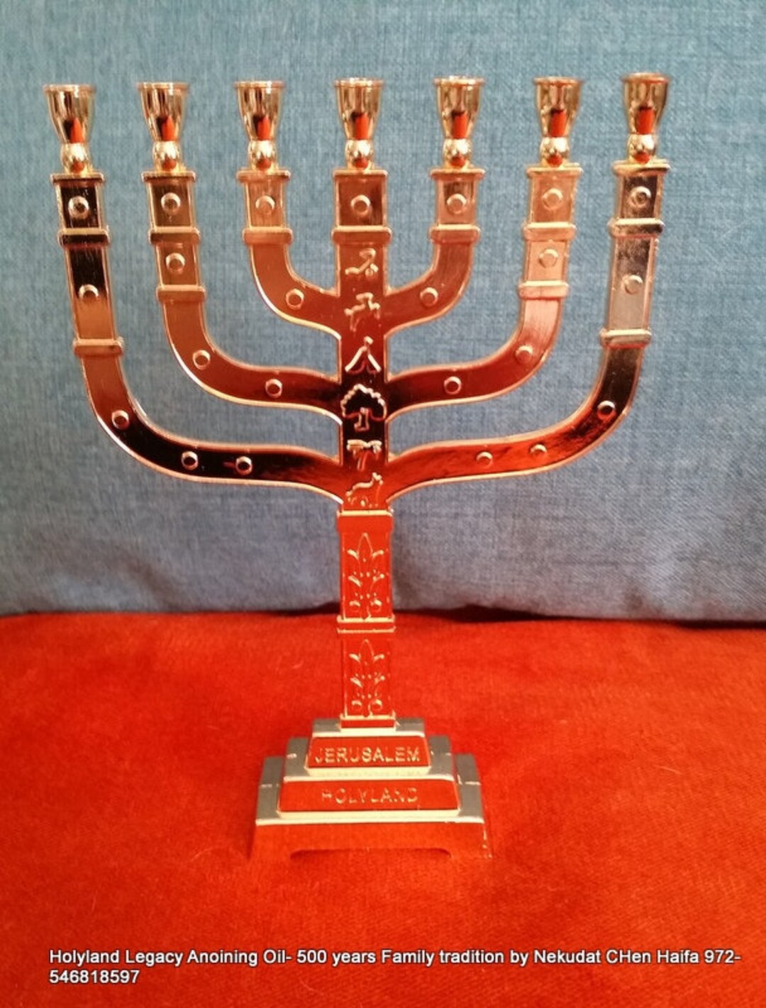 Menorah 7 Branch Jerusalem Design Judaica Symbol Gift From Israel 19 Cm ...