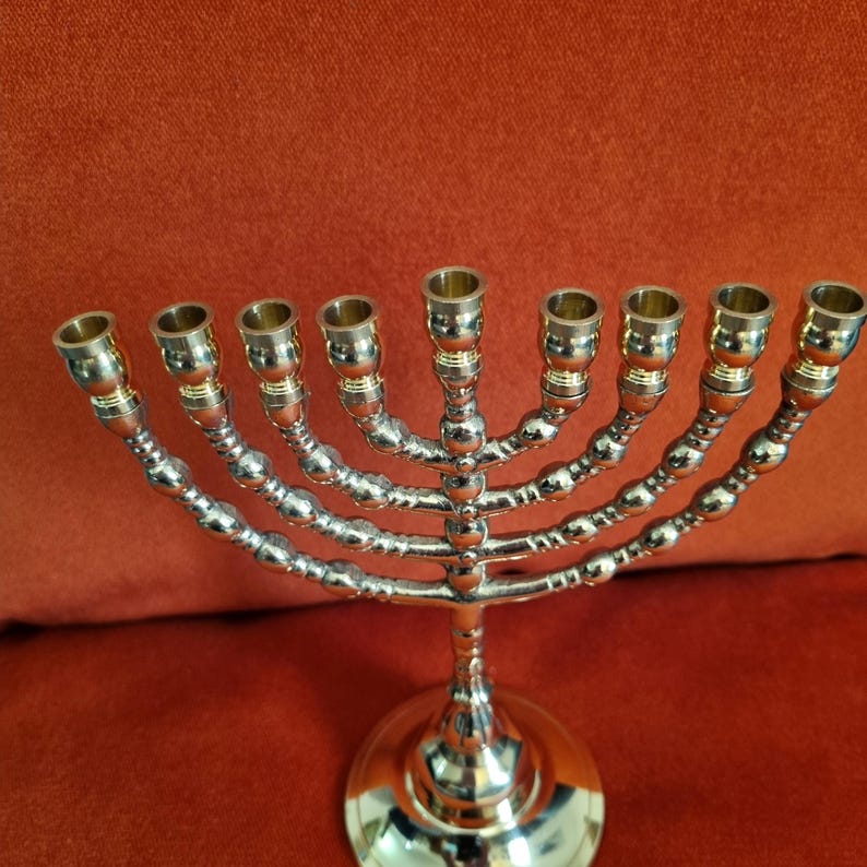 Jerusalem Israel Brass Copper HANUKKIA MENORAH Candle Holder 20 Cm 14 ...