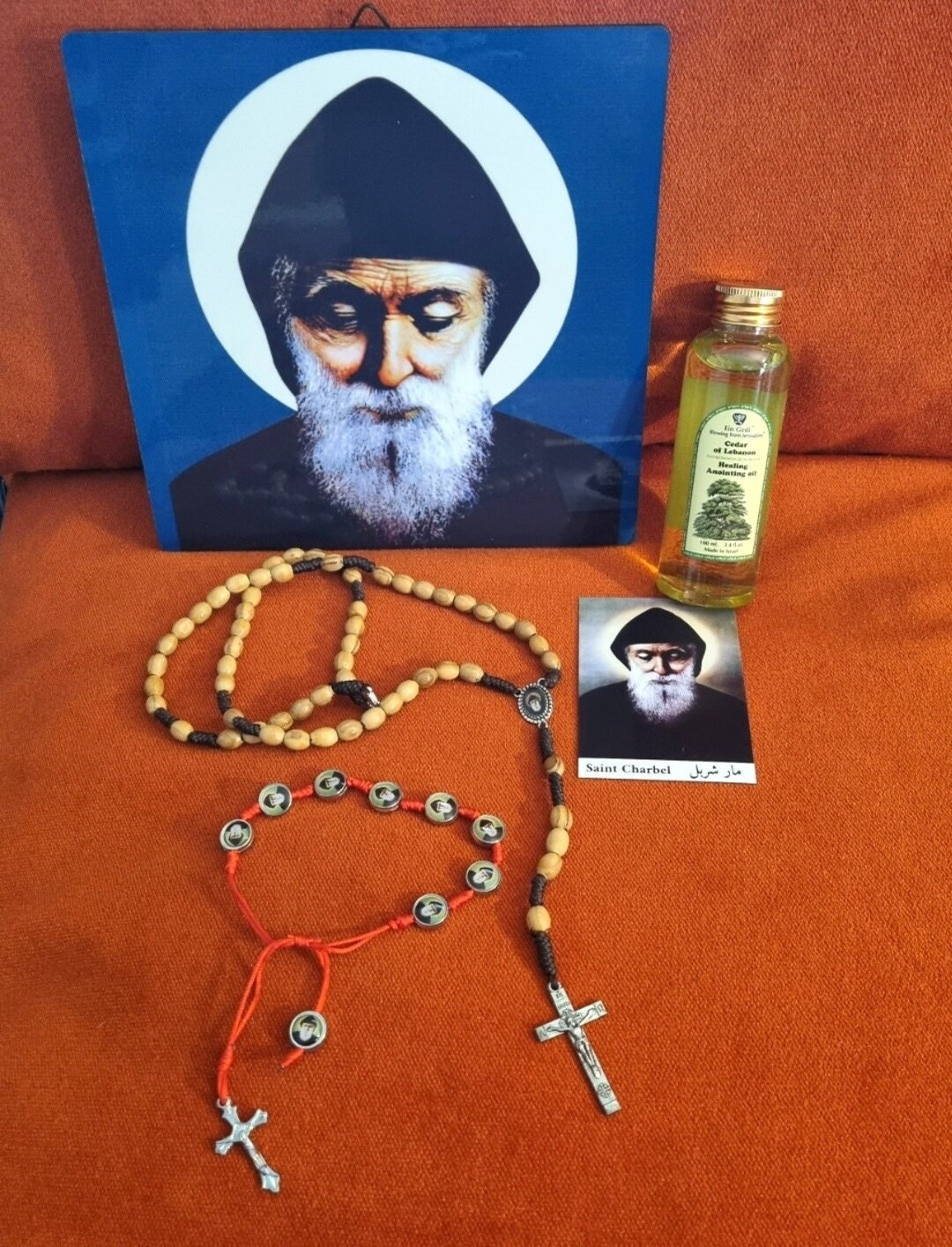 St. Charbel Makhlouf Youssef Antoun Wood Icon+olive Wood Rosary With ...
