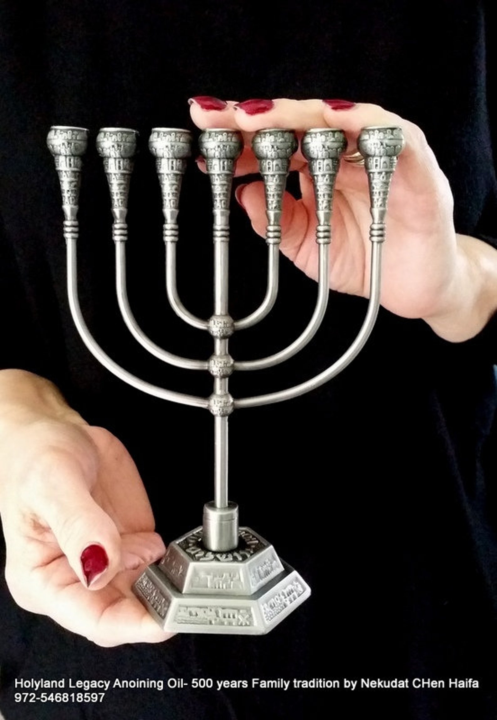 Menorah 7 Branch Jerusalem Design Judaica Symbol Gift From Israel 19 Cm ...