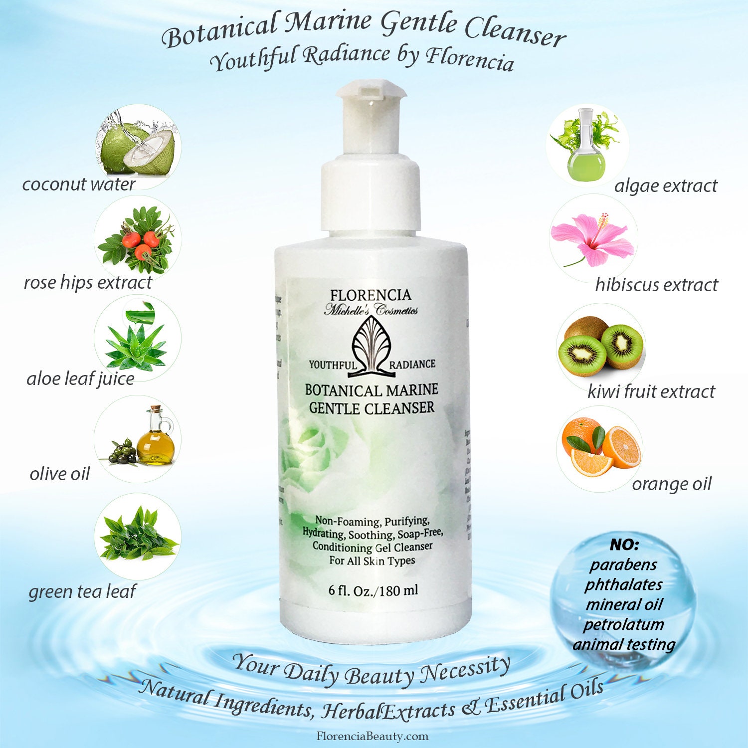 Botanical Marine Gentle Face Cleanser Algae Extract, Aloe Vera, Green ...