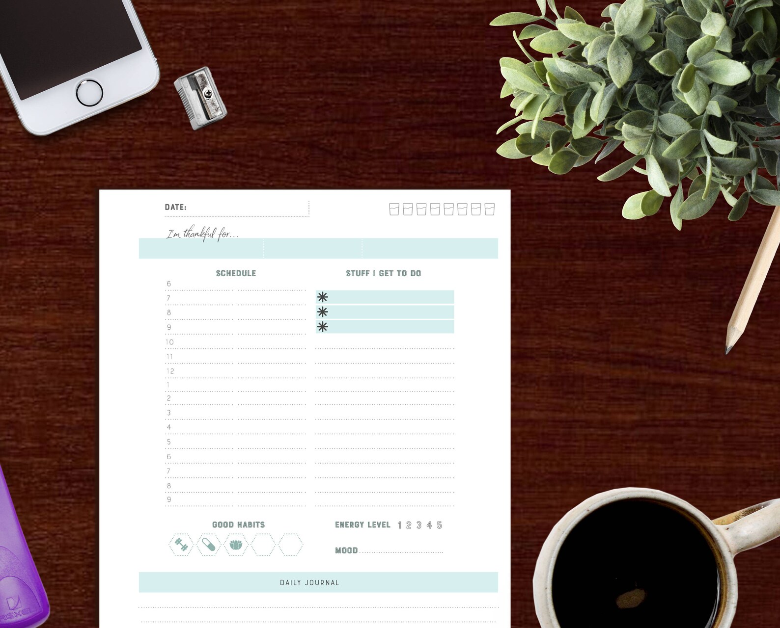Daily Planner + Journal + Habit Tracker + Gratitude Journal | Printable ...