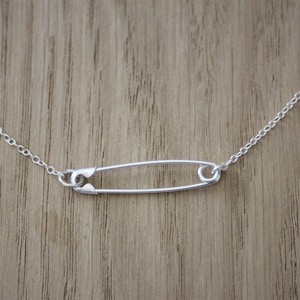 Minimalist Sterling Silver Safety Pin Pendant Choker Necklace - Etsy