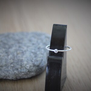 Sterling Silver Ring With Stone Set in Zirconium Style Solitaire - Etsy