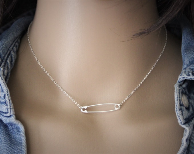Handmade Custom Safety Pin Choker Necklace/ Name Safety Pin Choker ...