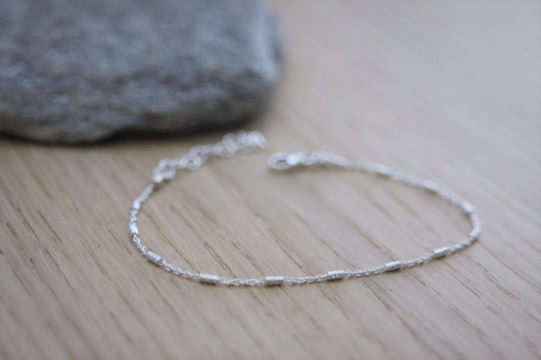 Minimalist Bracelet in Sterling Silver Chain With Small Twisted Tubes ...