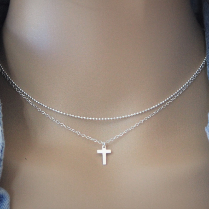 Double Cross Chain Necklace - Etsy