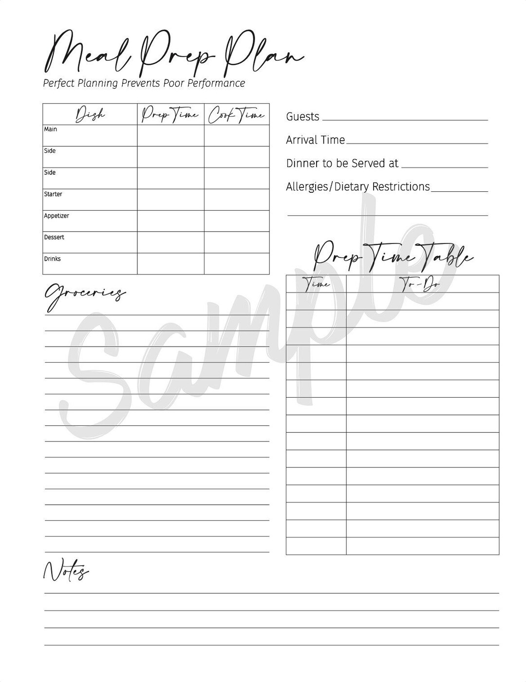 Meal Preparation Planning Worksheet Printable - Etsy