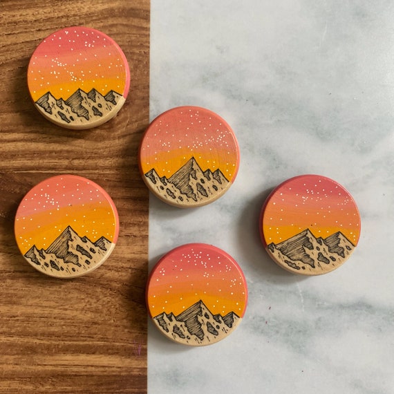 Individual Wood Round Magnets SUNSET COLLECTION - Etsy