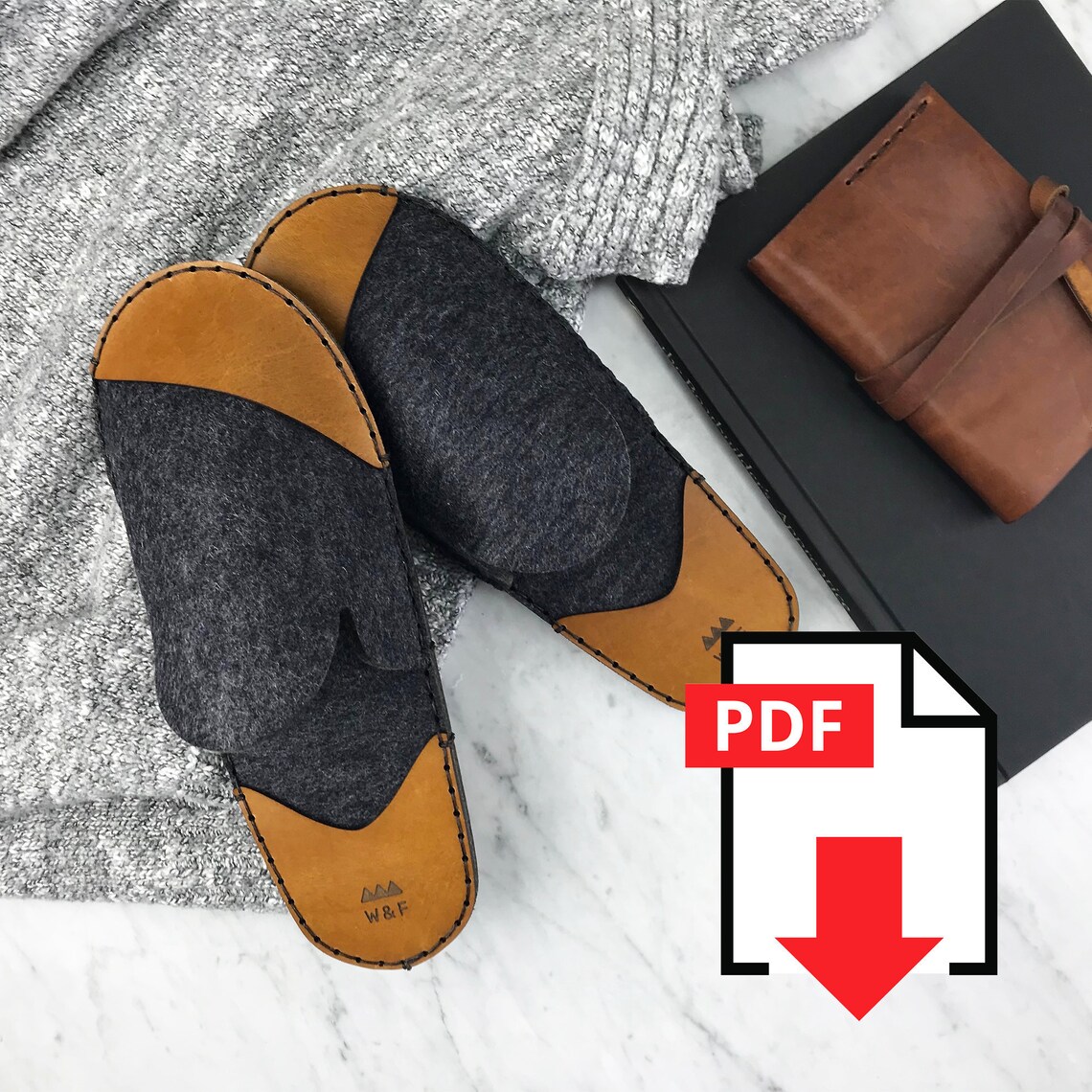 Leather Slippers Template, House Slippers PDF Pattern, House Shoes ...
