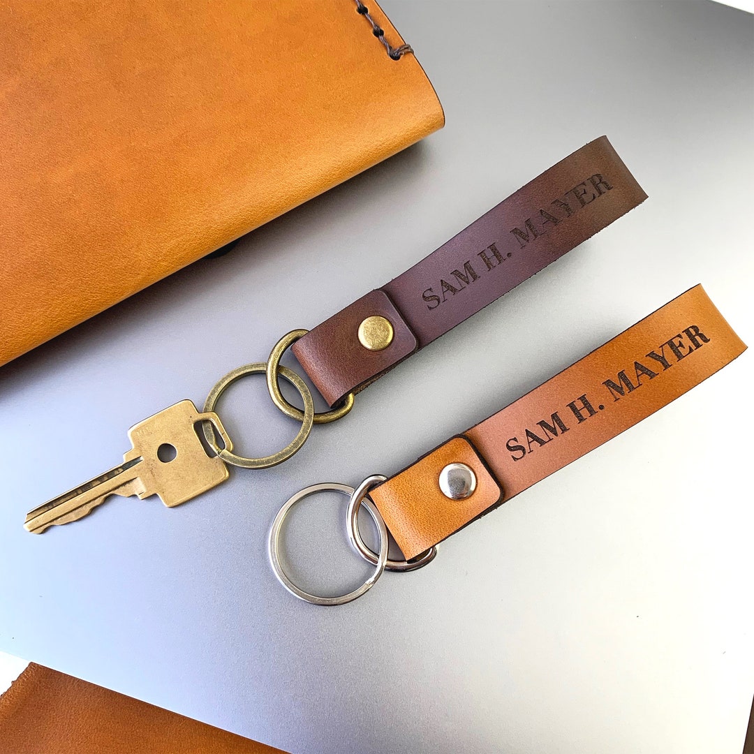 Personalized Leather Keychain, Custom Leather Key Chain, Personalized ...