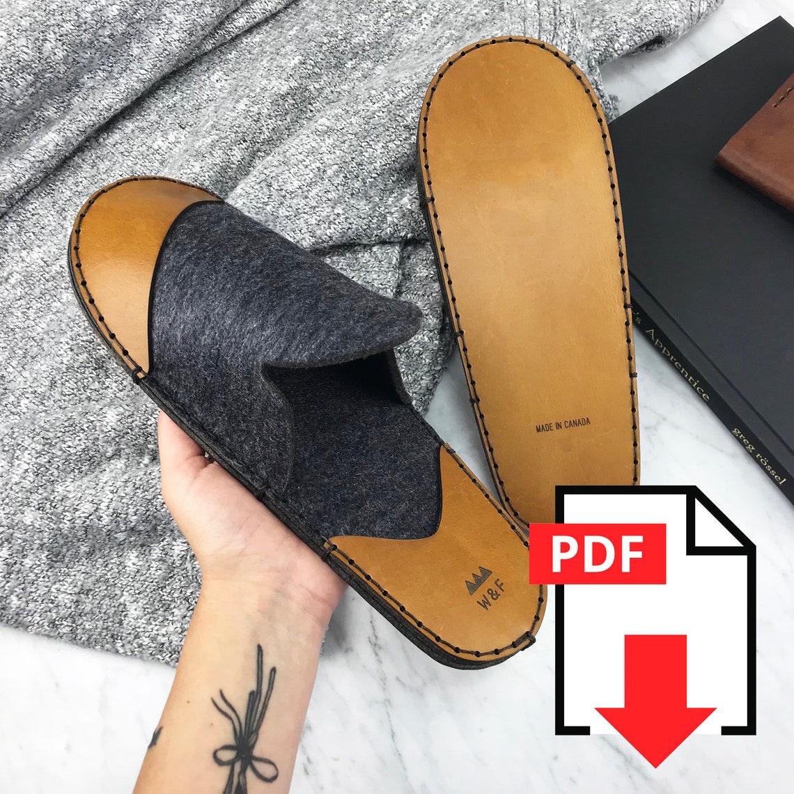 Leather Slippers Template, House Slippers PDF Pattern, House Shoes ...