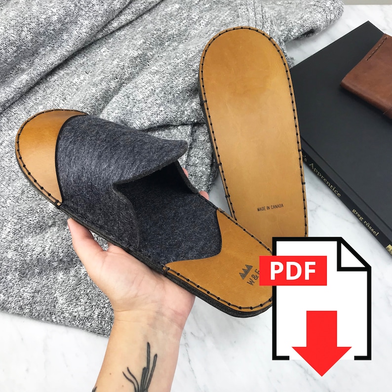 Leather Slippers Template, House Slippers PDF Pattern, House Shoes ...