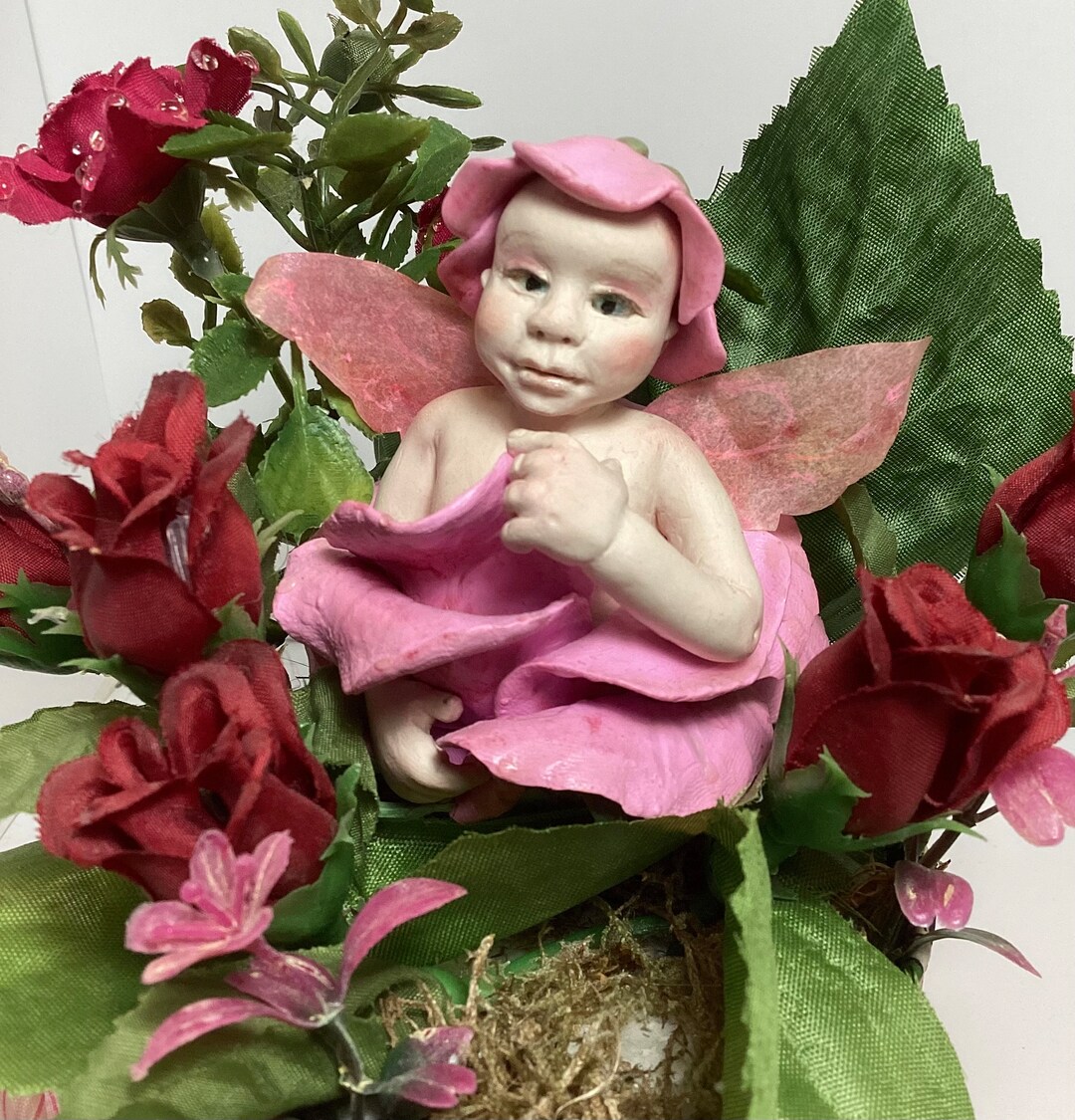 Cute Little Rose Flower Fairy Sitting in a Flower Pot. - Etsy