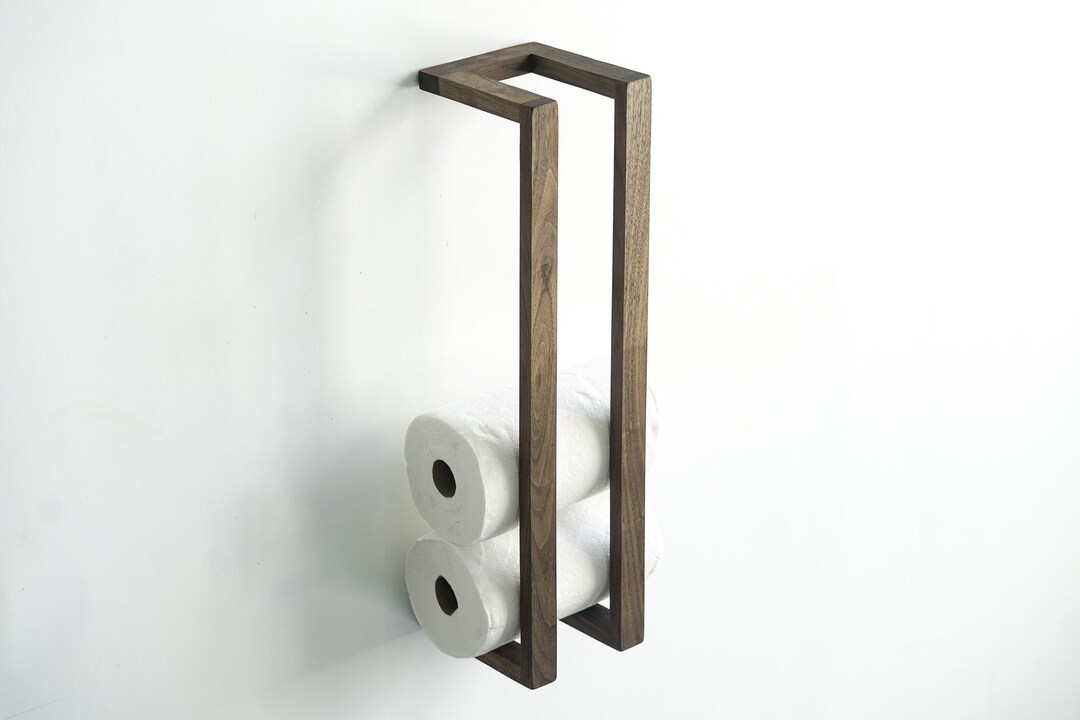 Floating Hardwood Paper Towel Rack Black Maple // Minimalist Modern ...
