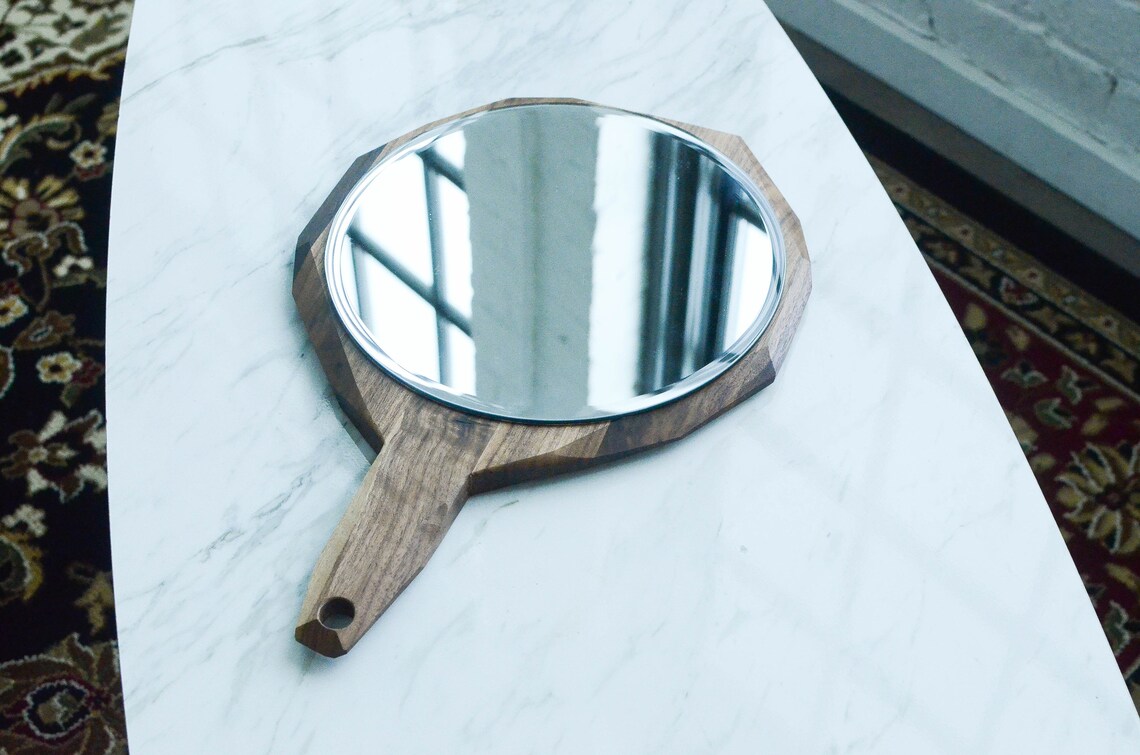 Geometric Hand Mirror // FREE SHIPPING // Modern Minimalist 12 | Etsy