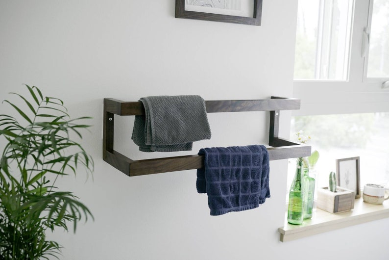 Modern Towel Rack // FREE SHIPPING // Modern Minimalist Wooden - Etsy