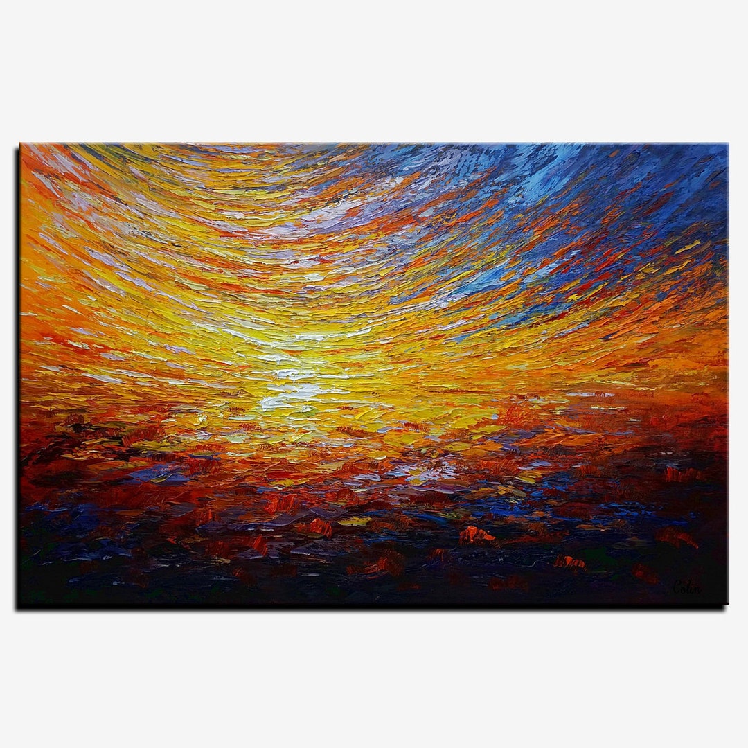 Custom Extra Large Painting, Abstract Landscape Oil Painting, Living ...