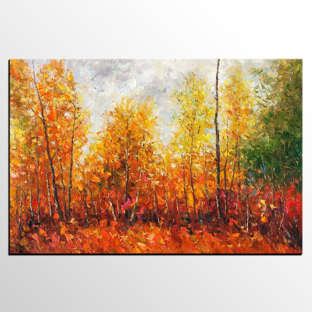 Autumn Forest Tree Painting Oil Painting Landscape Large Oil - Etsy