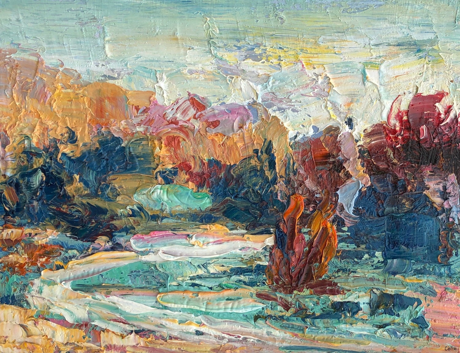 Abstract Landscape Painting Heavy Texture Oil Painting Small | Etsy