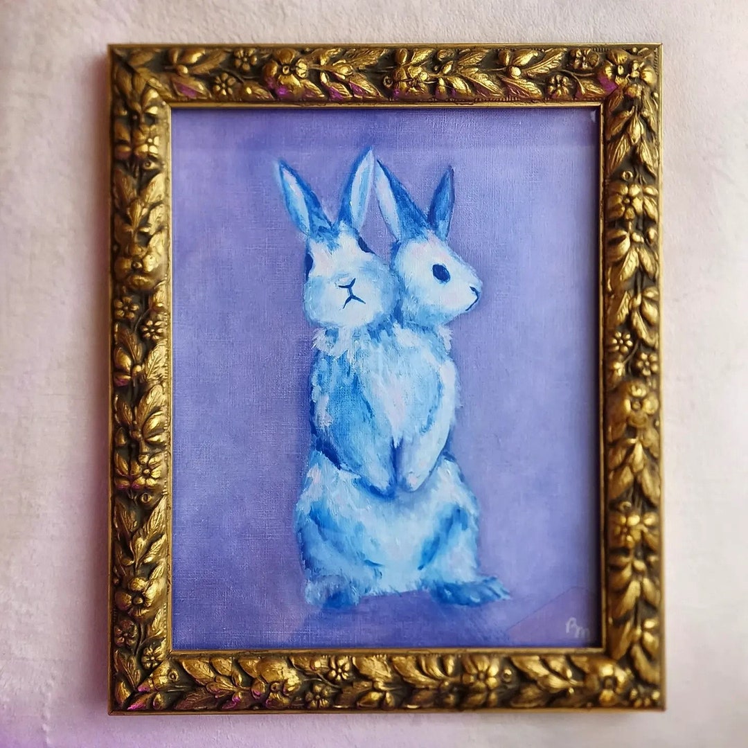 Two Faced Two Headed Rabbit Art Print - Etsy