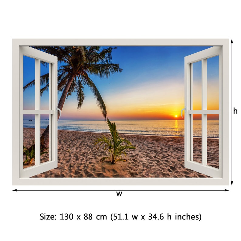 Window Frame Mural Tropical beach at sunset Huge size Peel | Etsy