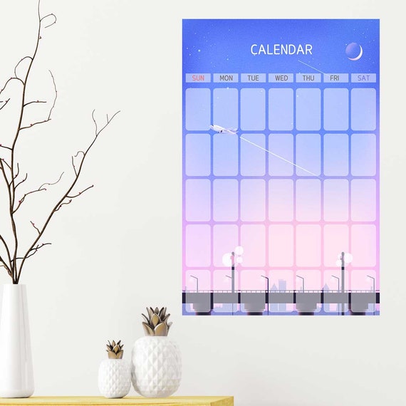 Dry Erase Calendar Peel & Stick Wall Decals Decal Dry Erase | Etsy