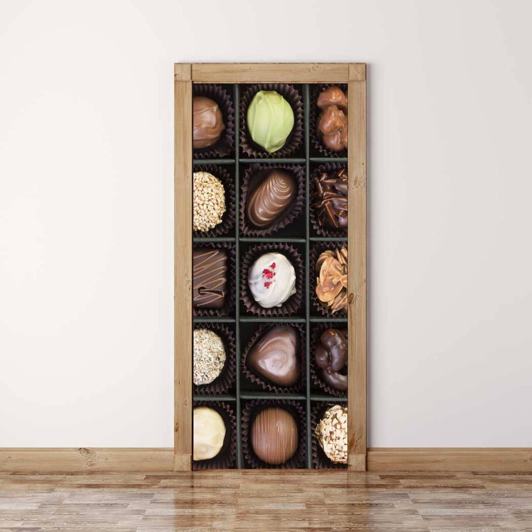 Door Mural Chocolate Gift Self Adhesive Fabric Door Wrap Wall Sticker ...