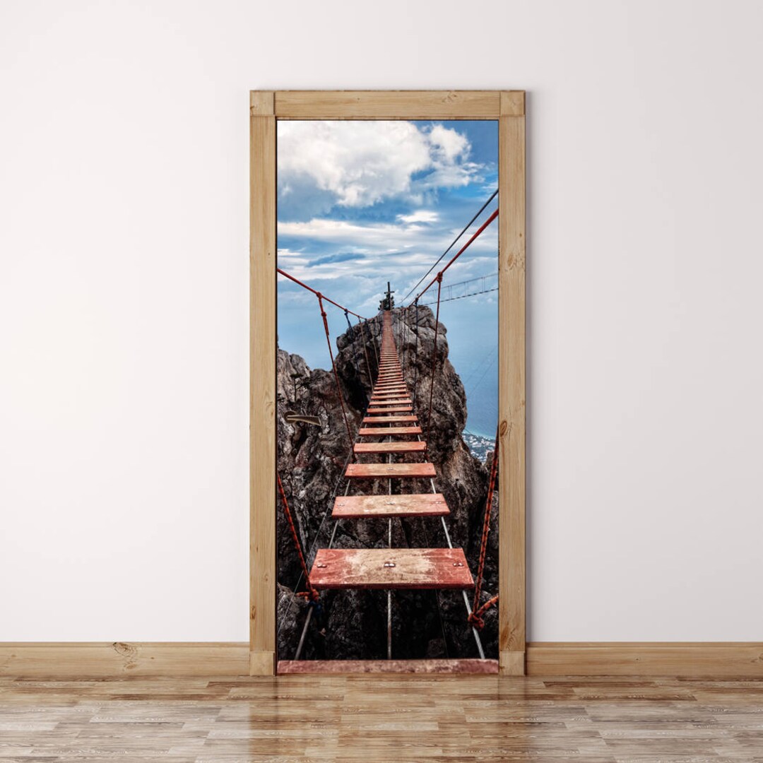 Door Mural Suspension Bridge on the Mount Self Adhesive Door Skin ...